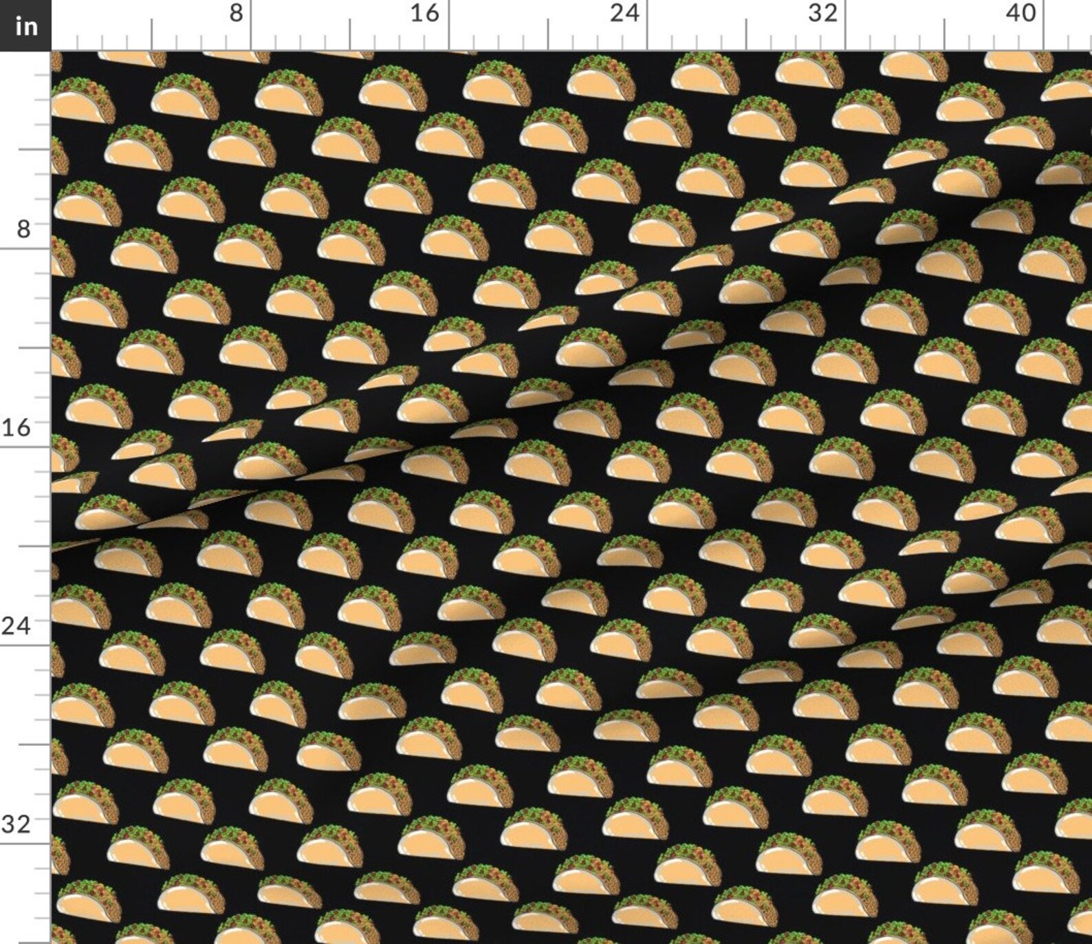 Taco Fabric Tiny Tacos on Black by Tarareed Taco Cotton - Etsy