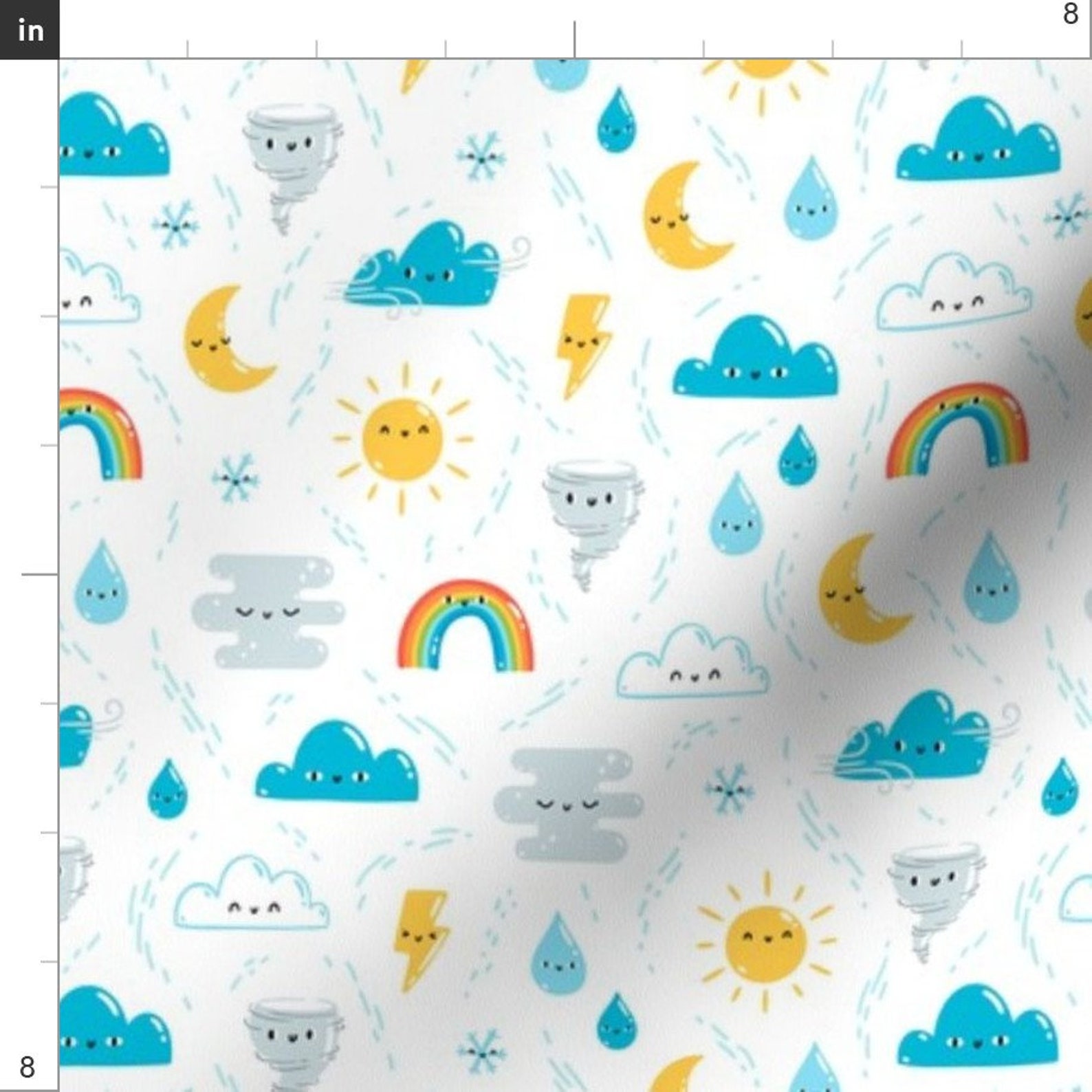 Kids Weather Fabric Fun Weather by Stolenpencil Sun Moon - Etsy