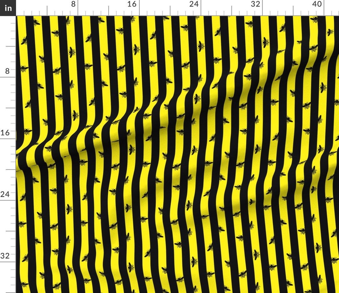 Bees Fabric Bee Stripe by Toothpanda Bee Yellow Black Bug - Etsy