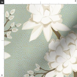 White Floral Fabric - Chinoiserie in Spa by Willowlanetextiles - Spring ...