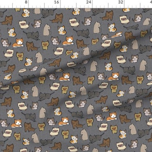 Cats Brown Cats Illustration Fabric Cats by Ceciliamok Cats Brown ...