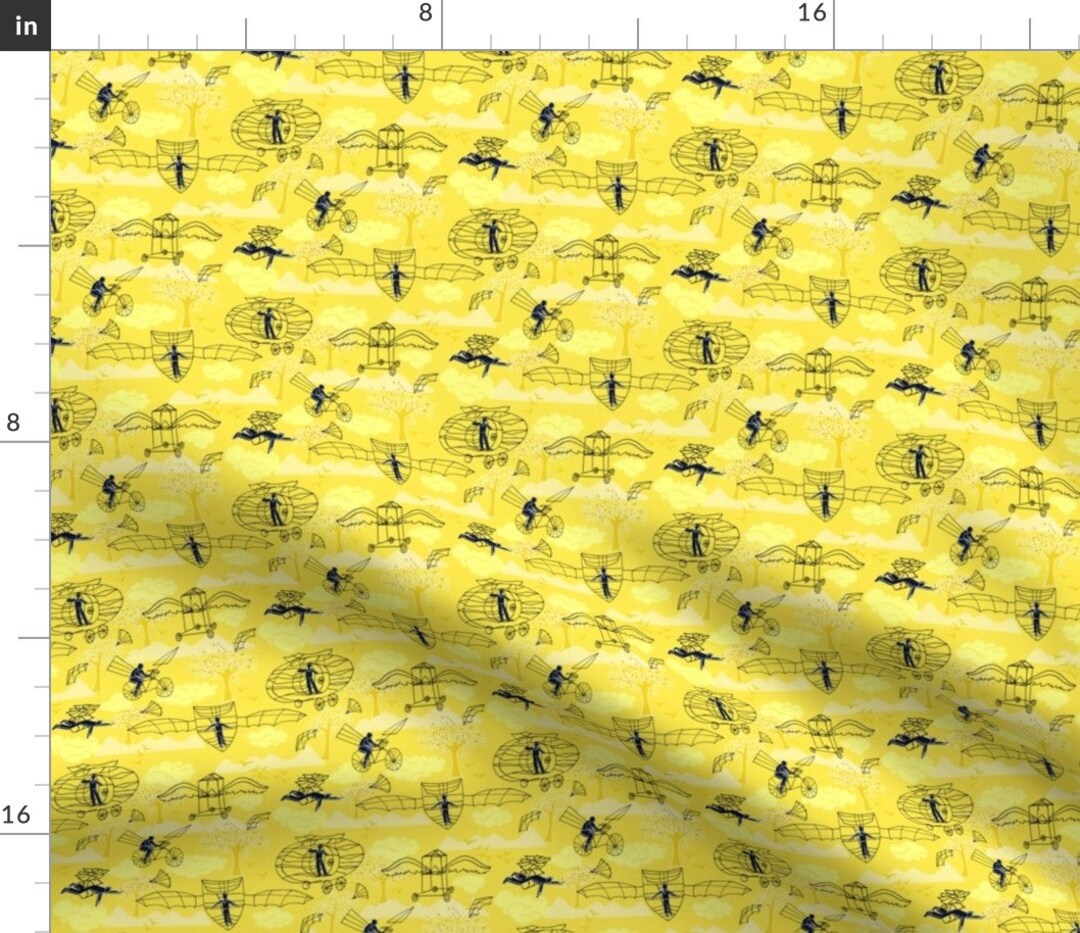 Flying Machines Fabric What Goes up by Graceful Yellow - Etsy