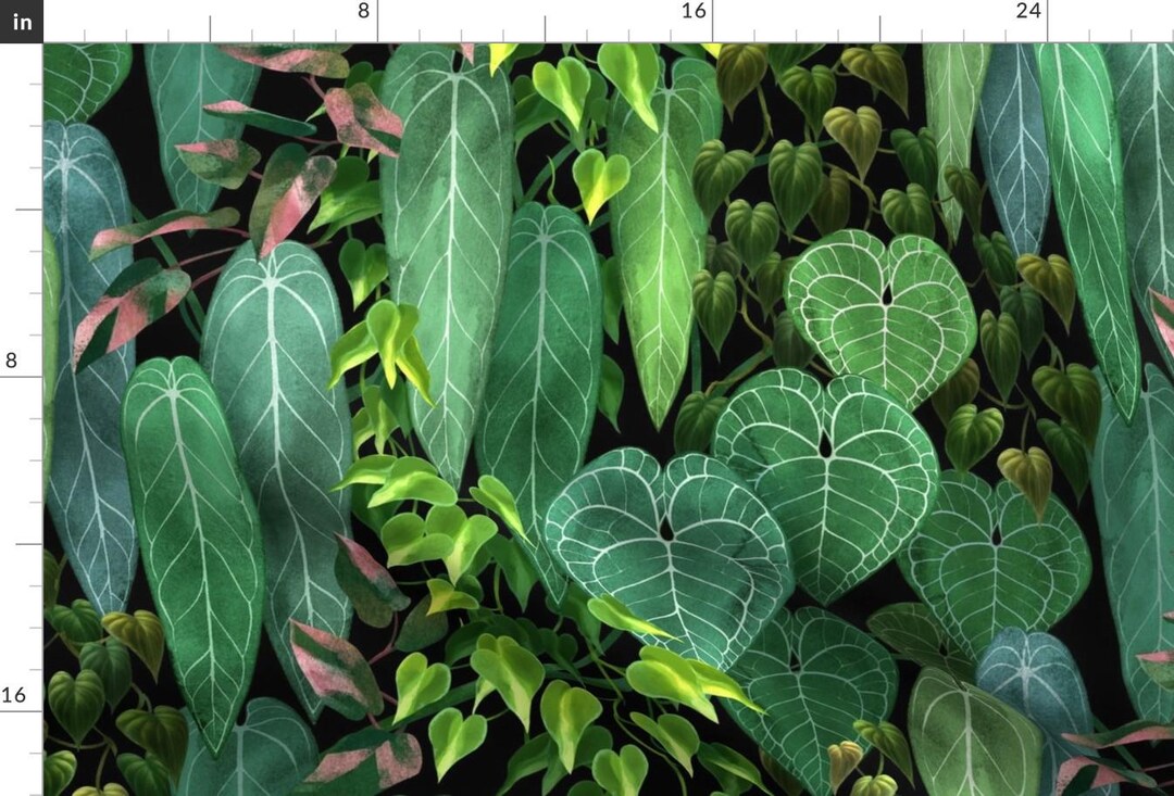 Anthurium Fabric - Tropical Vines by Ikerpazdesign - Tropical Greenery ...