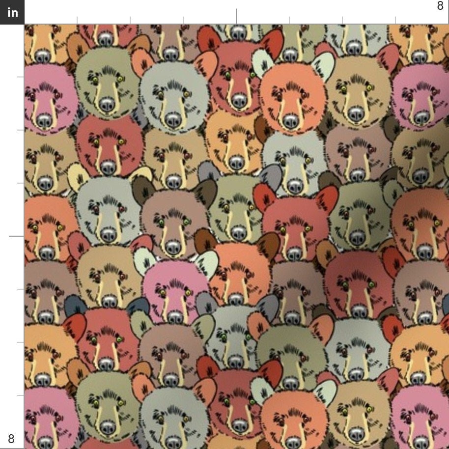 Rainbow Bears Fabric Bear Head Overlap 2 by Vinpauld - Etsy