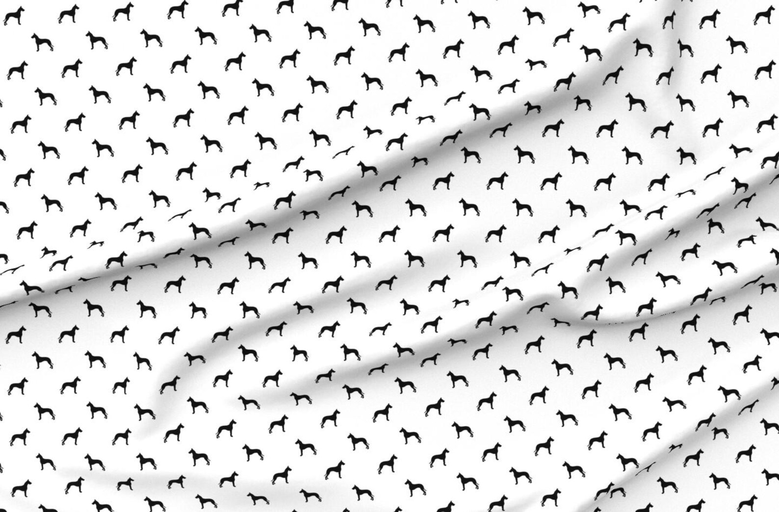 Great Dane Fabric - Great Dane Silhouette Dog Fabric White by ...