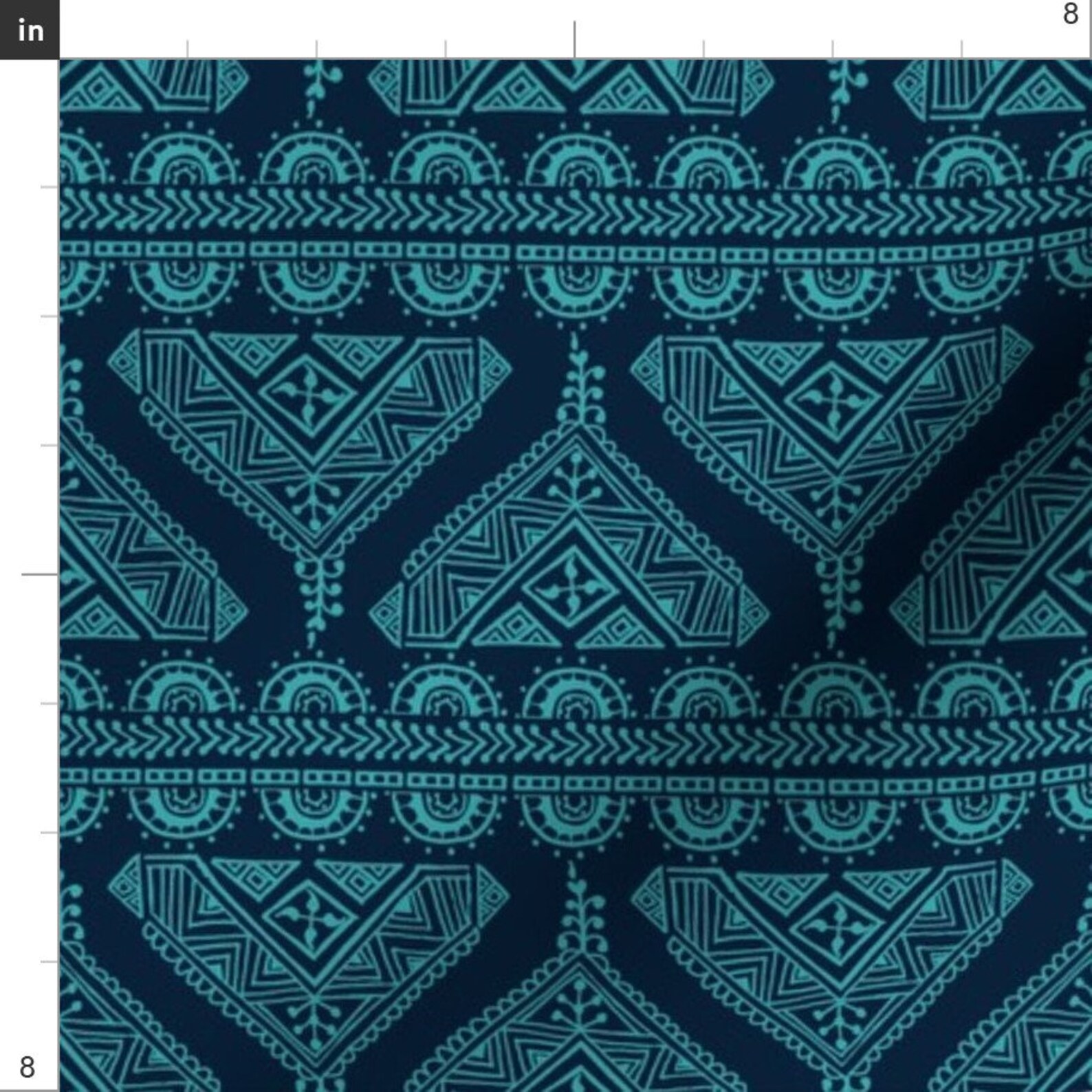 Boho Henna Fabric Boho Henna Electric Blue by Mintedtulip - Etsy