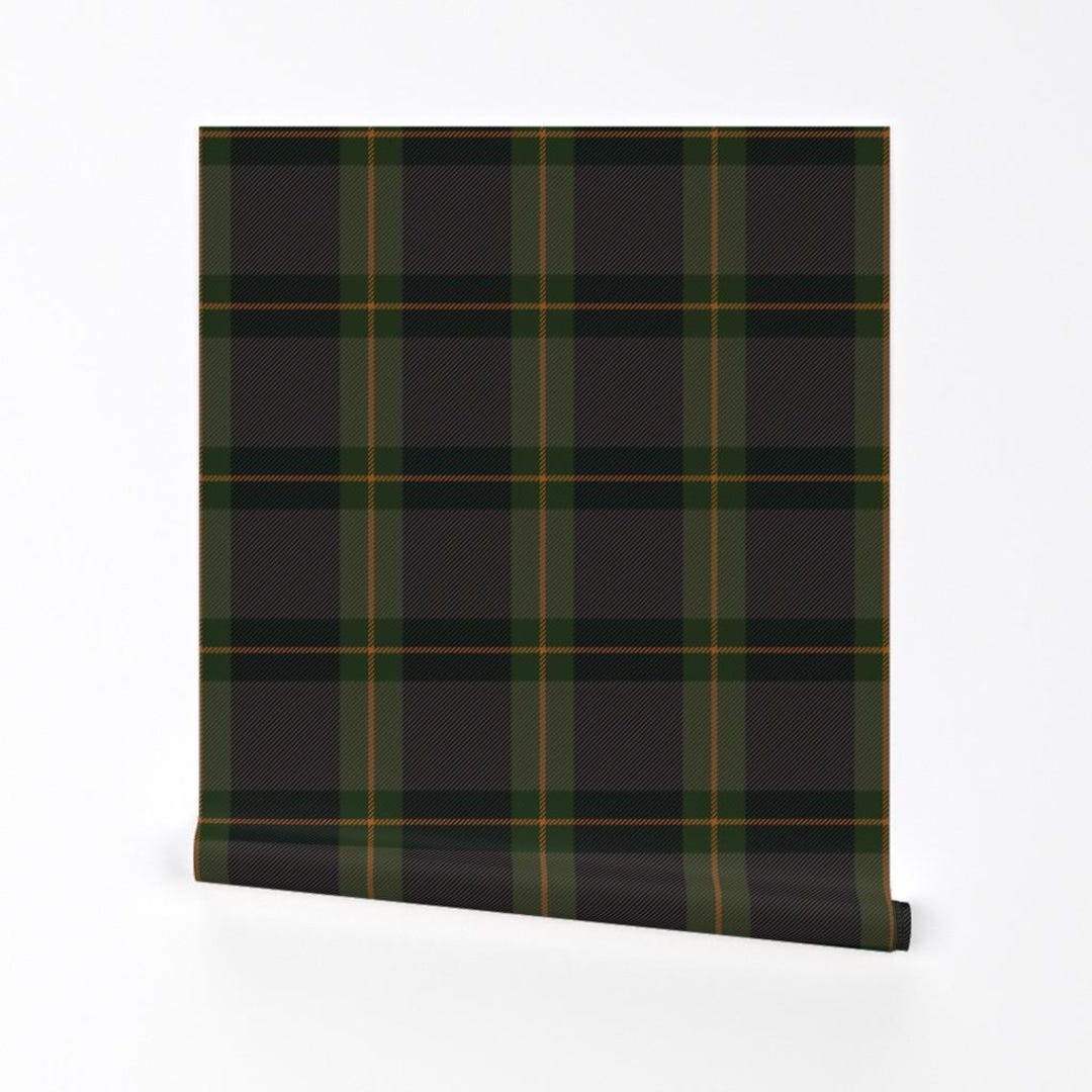 Dark Green Plaid Removable Peel and Stick Wallpaper - Victorian Navy Tartan Rustic - Wall Art ...