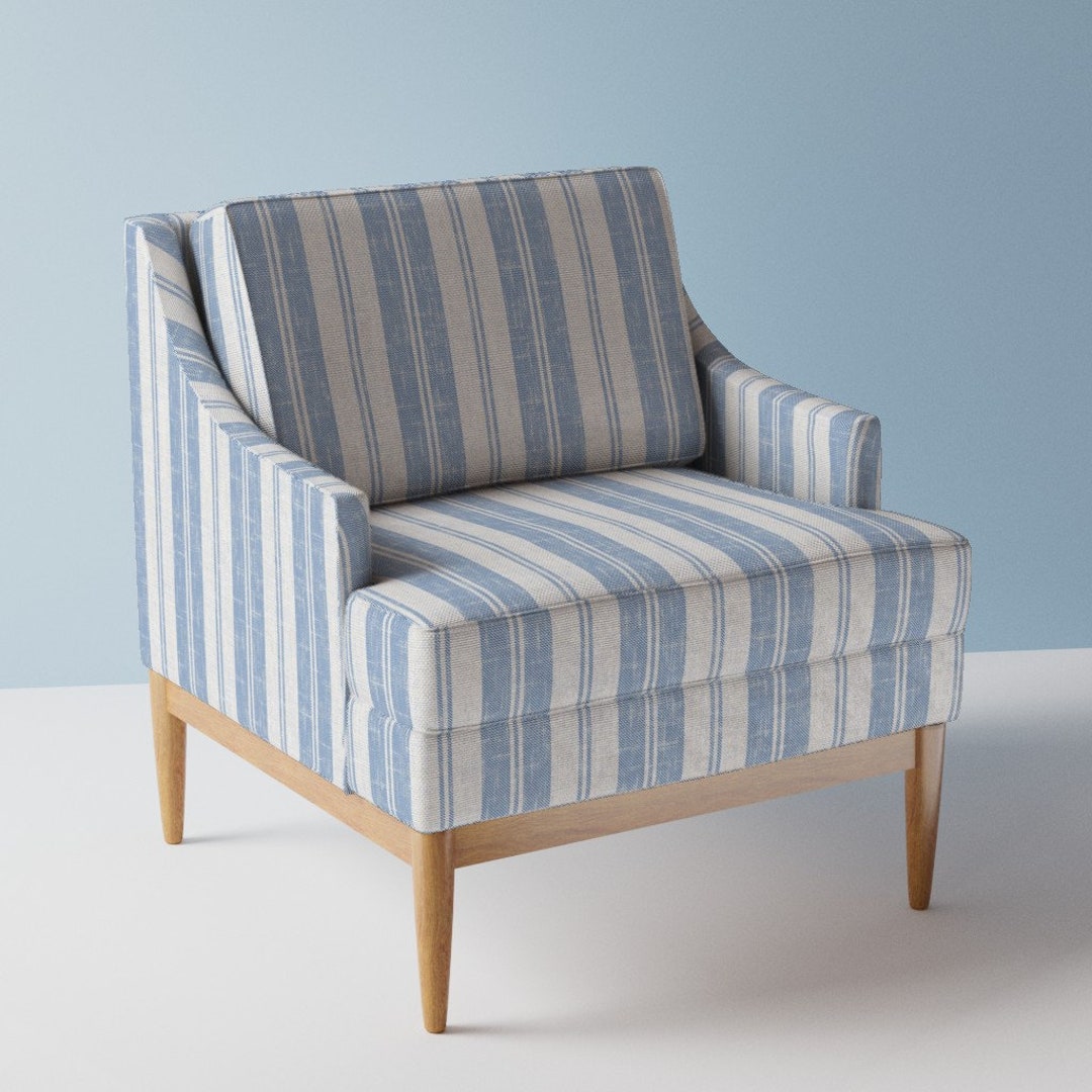 Rustic Ticking Stripe Upholstery Fabric French Blue Stripe by ...