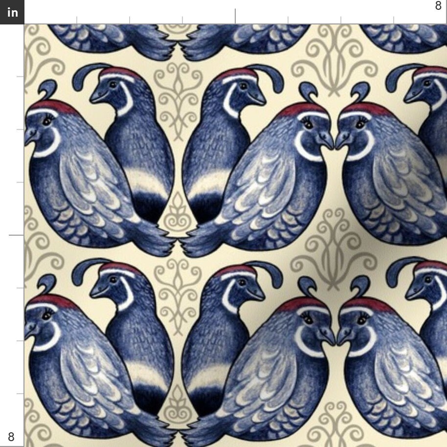 Quail Fabric Quail Bird Decorative Elements by Dunnspun | Etsy