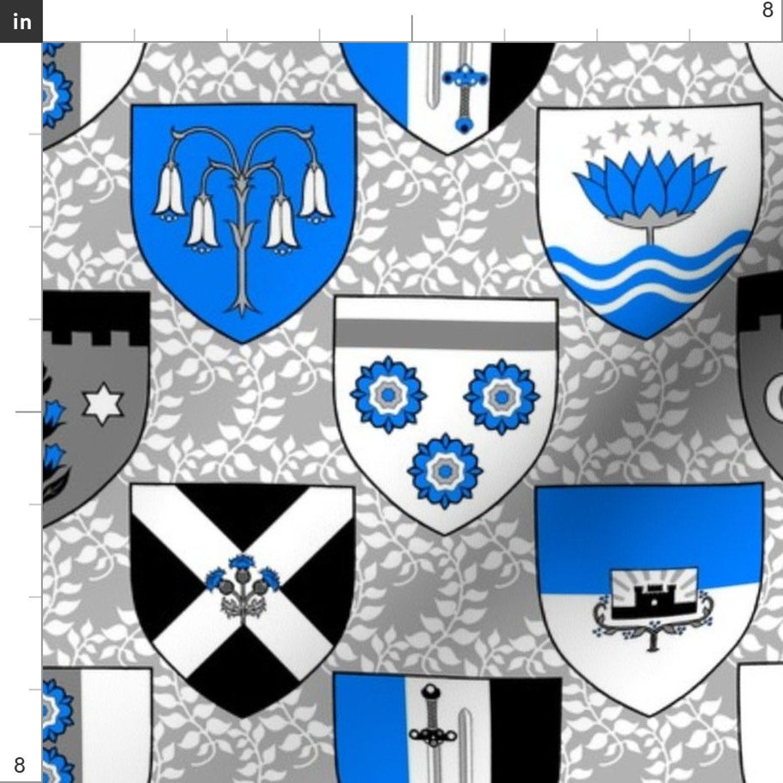 Heraldry Fabric Heraldic Blossom Shields by Siya Heraldry - Etsy