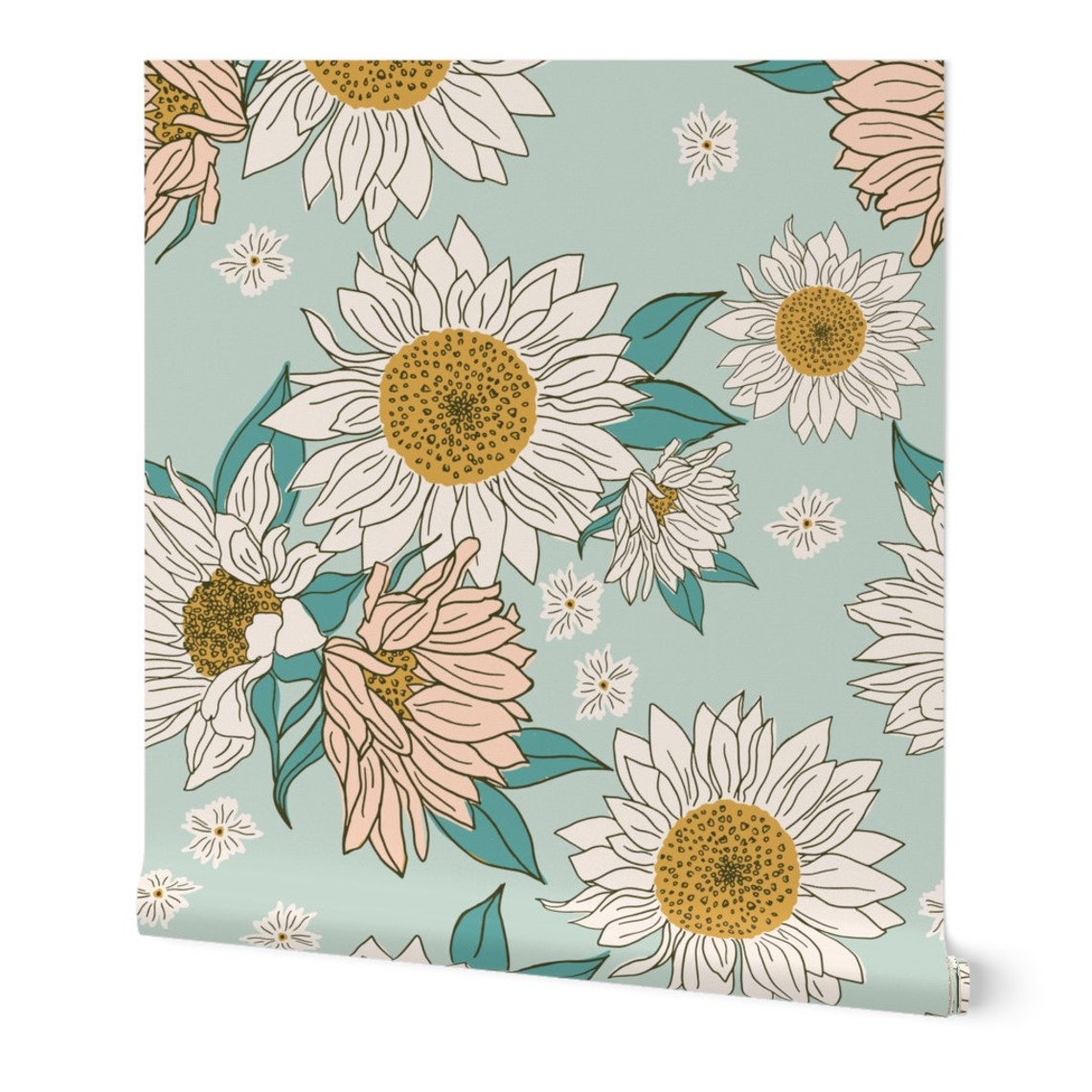 Jumbo Sunflower Wallpaper Boho Sunflowers by Indybloomdesign | Etsy