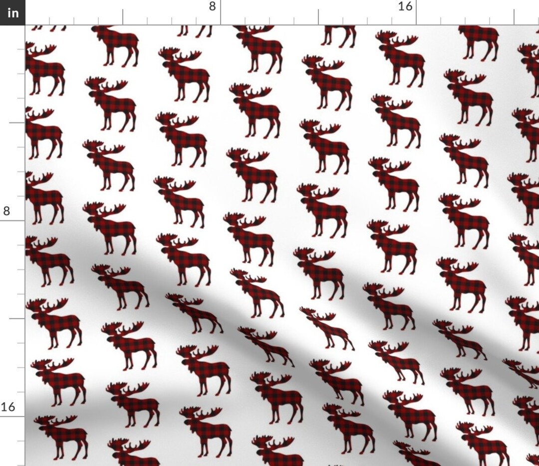 Buffalo Plaid Moose Fabric Woodland Canadian Fall Autumn - Etsy