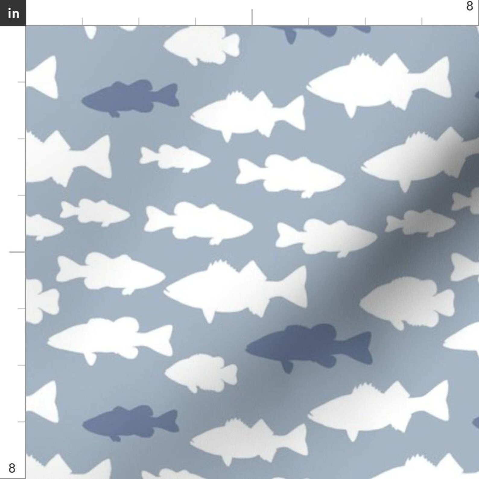 Fish / Blue Custom Fabric by Little Arrow Design - Cotton Fabric by the ...