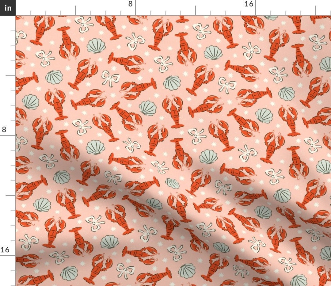 Cute Lobster Fabric Lobsters and Bows in Pink by Camilaprints Cape Cod ...