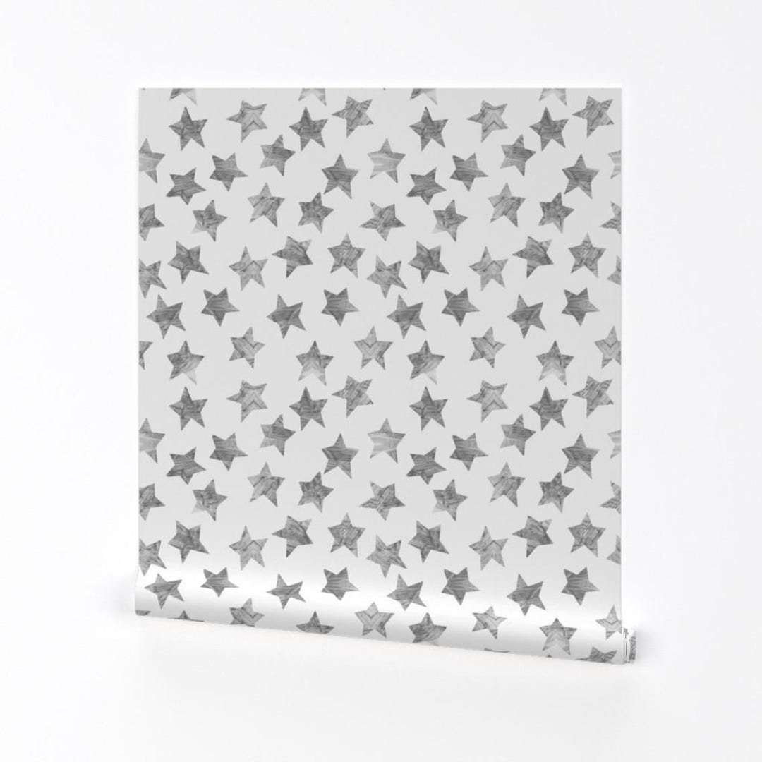 Gray Star Wallpaper - Starry Watercolor Dreams in Grey by Emilysanford ...