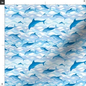 Dolphins Fabric - Dolphins Riding the Ocean Waves by Fabric is My Name ...