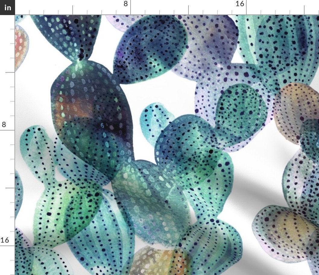 Vibrant Cacti Fabric Vibrant Cactuses by Tasiania Vibrant | Etsy