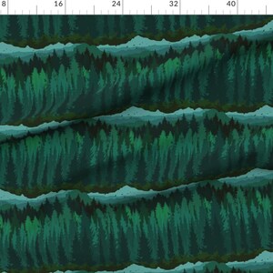 Forest Scenery Fabric - Pnw Mountain Landscape in Emerald Green by ...