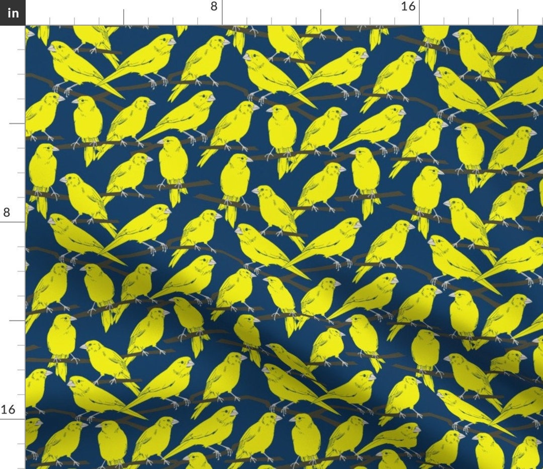Yellow Bird Fabric Canaries Highres by Washburnart Yellow - Etsy
