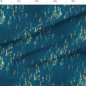Swimmer Medium Scale Fabric - Lapping Waves by Yogiyarntailandme ...