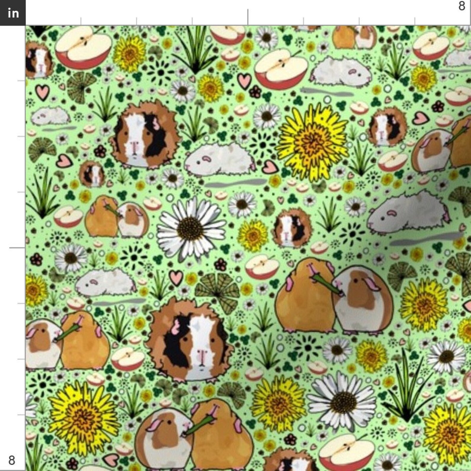 Guinea Pig Fabric Guinea Pigs By Nemki Guinea Pig Cotton | Etsy