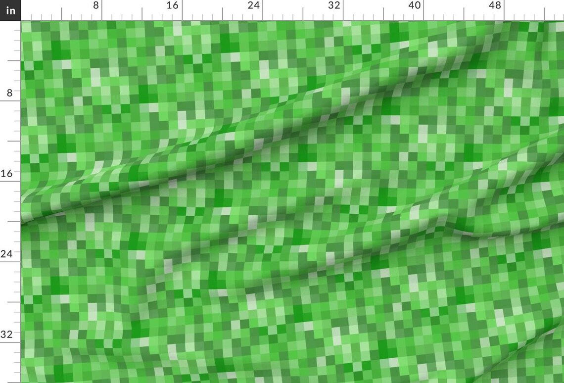 Green Pixels Fabric - Pixel Party / Green by Willowlanetextiles - Green ...