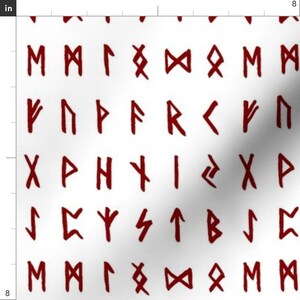 Nordic Rune Fabric - Nordic Runes // Red by Thinlinetextiles - Nordic ...