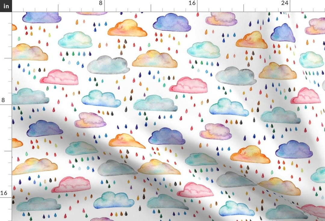Rainbow Rainclouds Fabric - Rainclouds by Emmaallardsmith - Watercolor ...