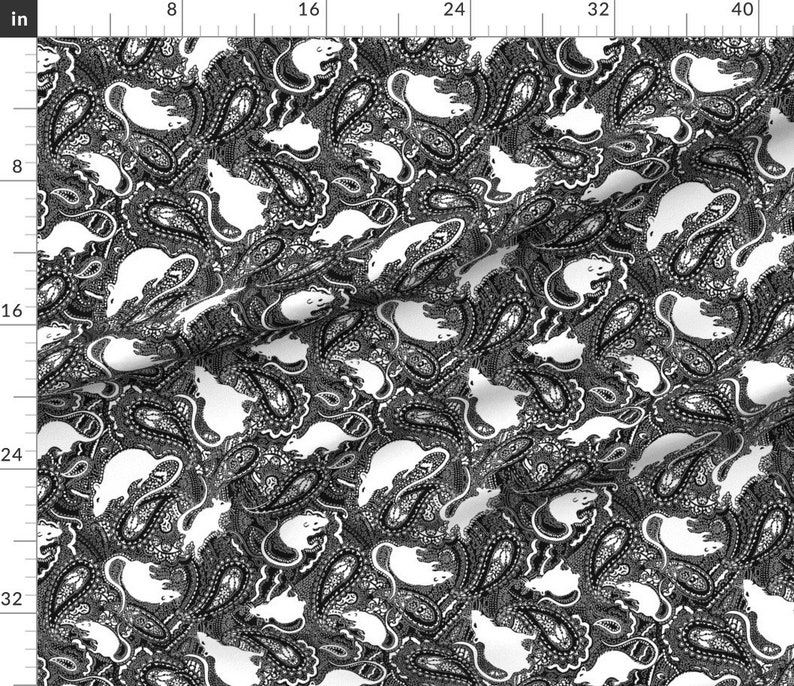Rat Fabric Paisley Power Medium White Rat Print by - Etsy
