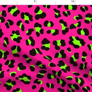 Neon Leopard Fabric Neon Pink and Lime Green Leopard Animal | Etsy