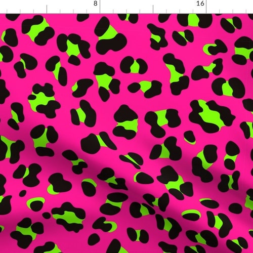 Neon Leopard Fabric Neon Pink and Lime Green Leopard Animal - Etsy