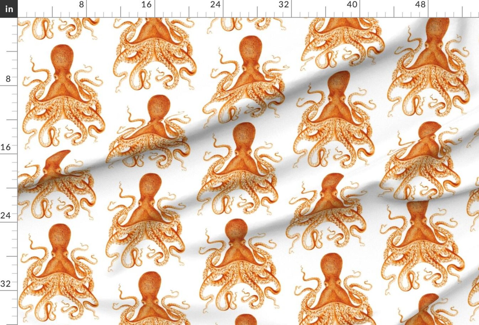Orange Octopus Fabric - Octopus Oasis in Goldfish Orange by ...