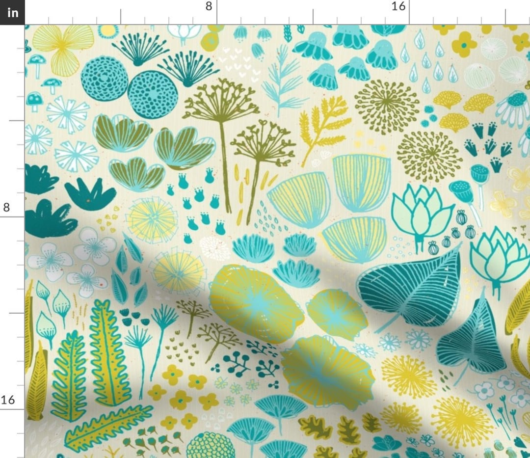 Modern Botanical Fabric Botanical Garden by Friztin Floral - Etsy