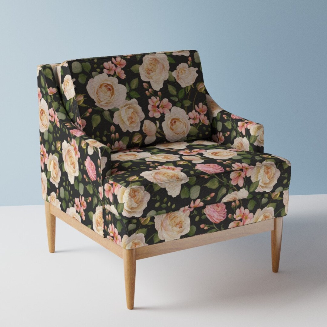 Cream Rose Upholstery Fabric Vintage Rose by Avalonrosedesign ...