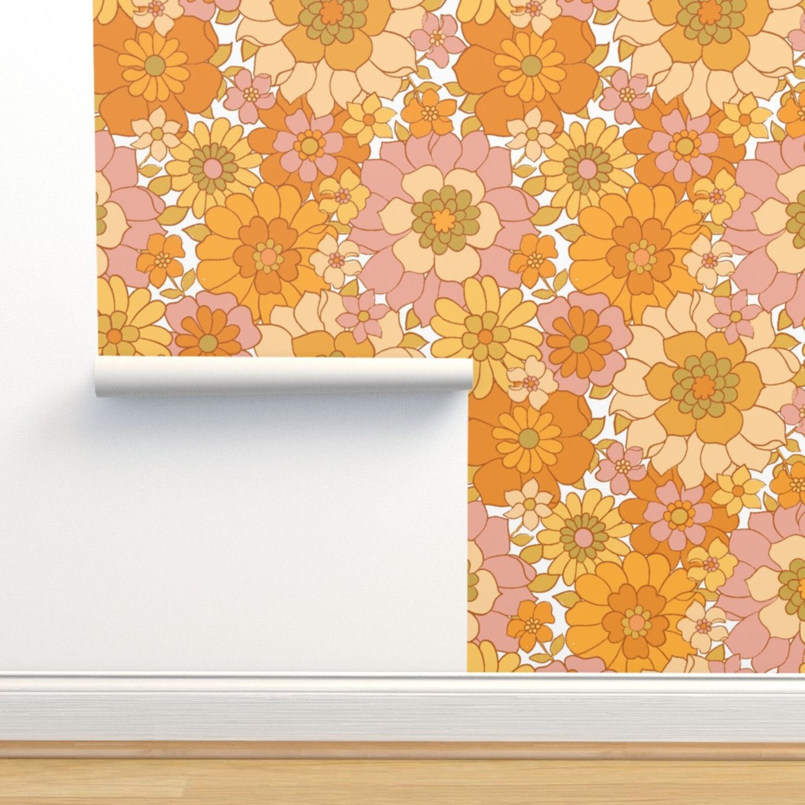 Vintage Wallpaper Avery Retro Floral by Red Raspberry Design - Etsy