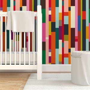 Retro Color Blocking Removable Peel and Stick Wallpaper - Colorful Mod ...