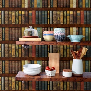 Vintage Library Wallpaper Instant Bookcase by Peacoquettedesigns Custom ...