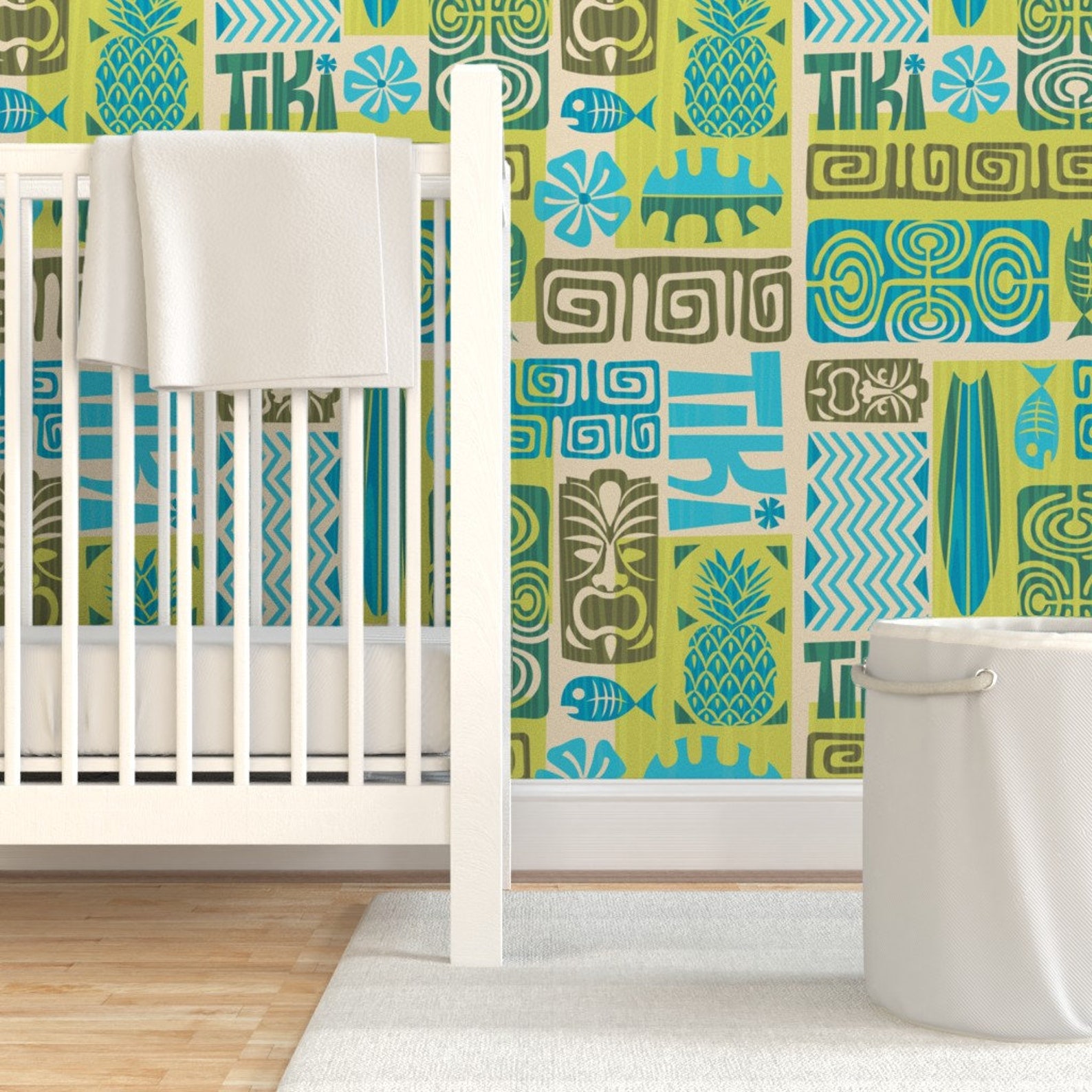 Tiki Wallpaper Retro Tiki by Pinkpineappledesign Tiki | Etsy