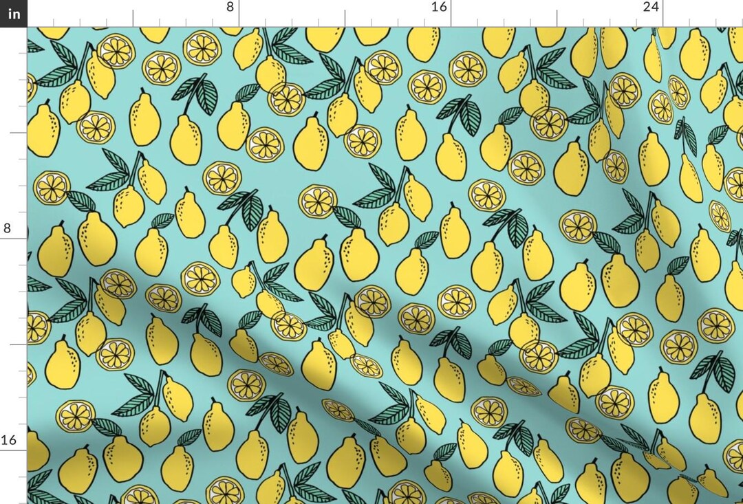 Citrus Fabric - Lemon / Summer Fruit Citrus Food Fruits Custom Fabric ...