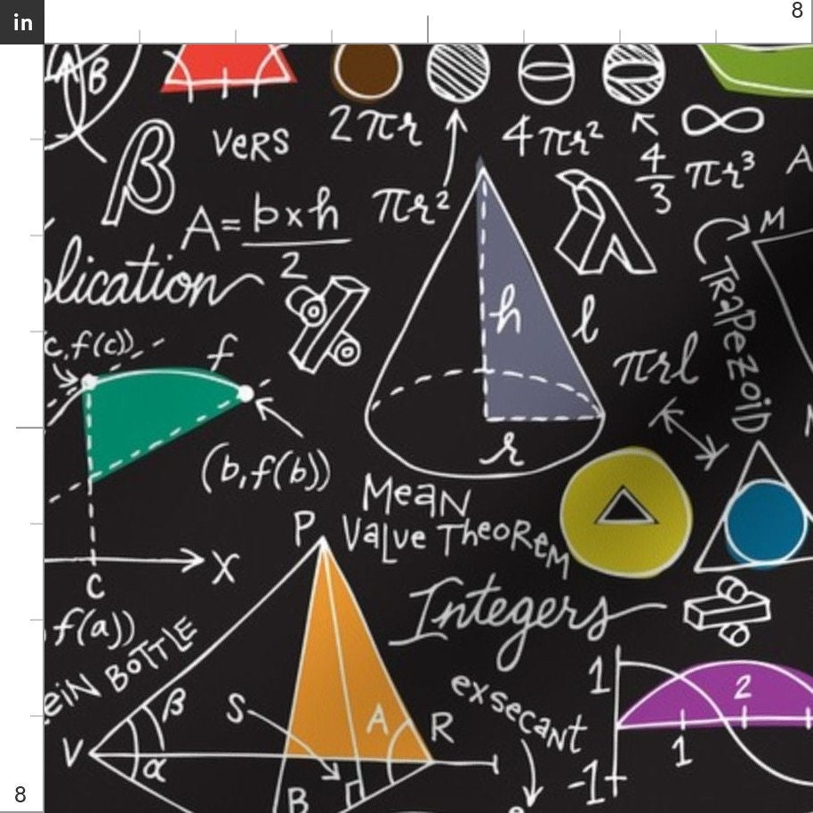 Black Math Geometry Fabric Math Count on It by Sammyk | Etsy