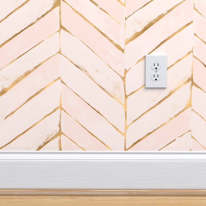 Pink Chevron Wallpaper Peachy Chevron by Crystal Walen | Etsy