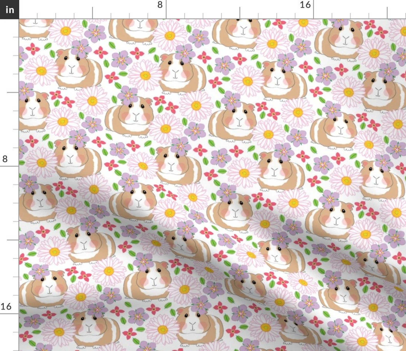 Guinea Pig Fabric Guinea-pigs-with-white-gerber-daisies by - Etsy