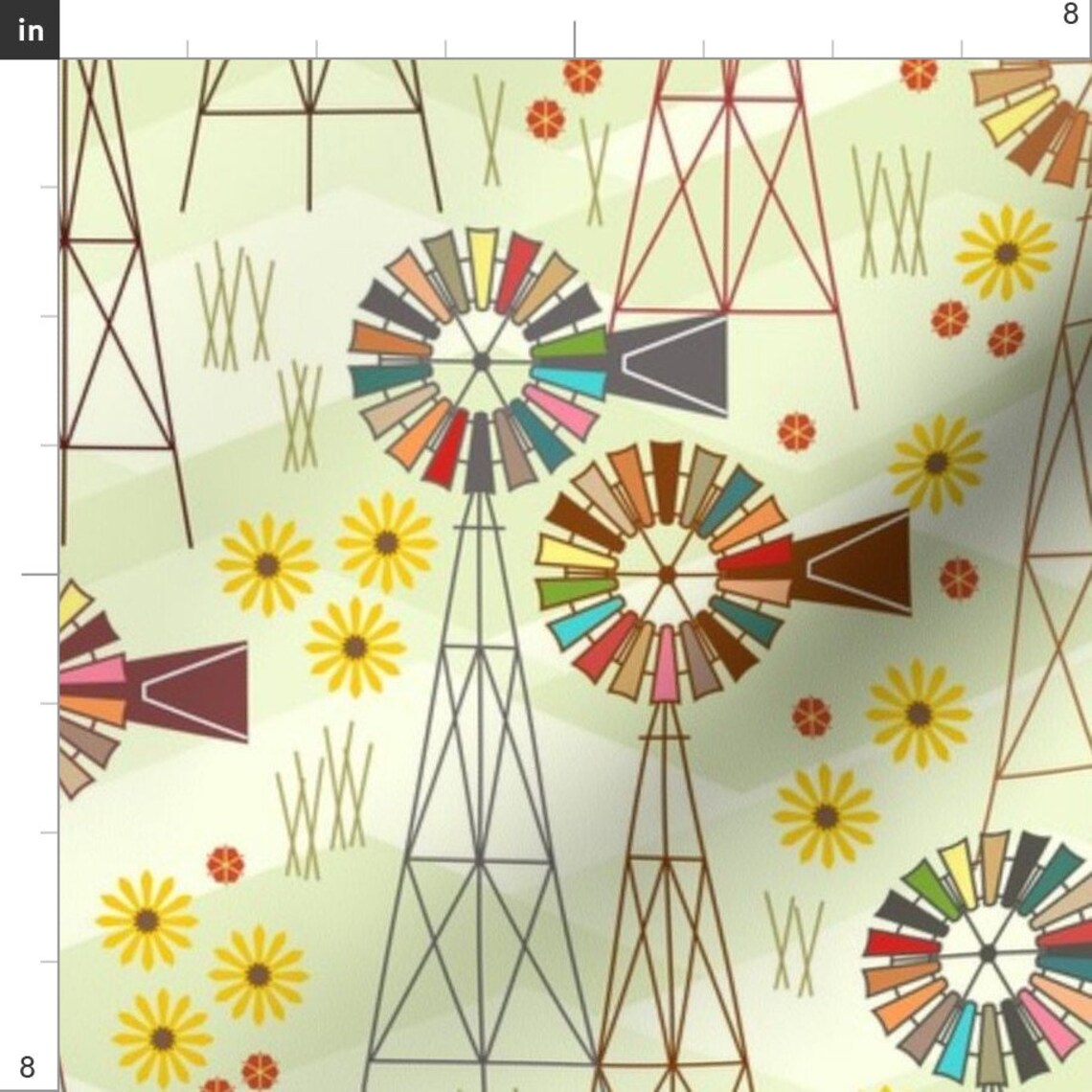 Western Fabric Prairie Windmills by Leahsoha Windmills - Etsy