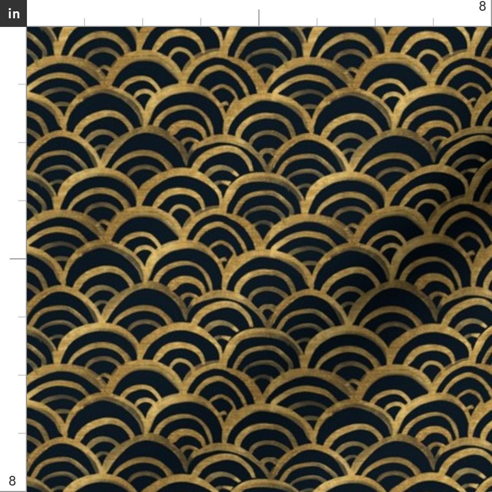 Scallop Fabric Gold Art Deco Scallop by Crystal Walen - Etsy