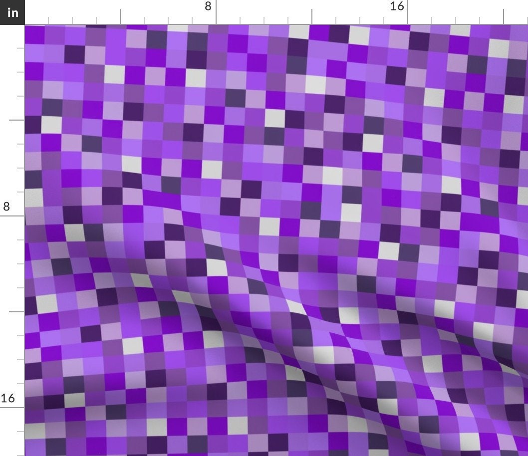 Purple Pixelated Geometric Fabric 8-Bit Pixel Blocks | Etsy