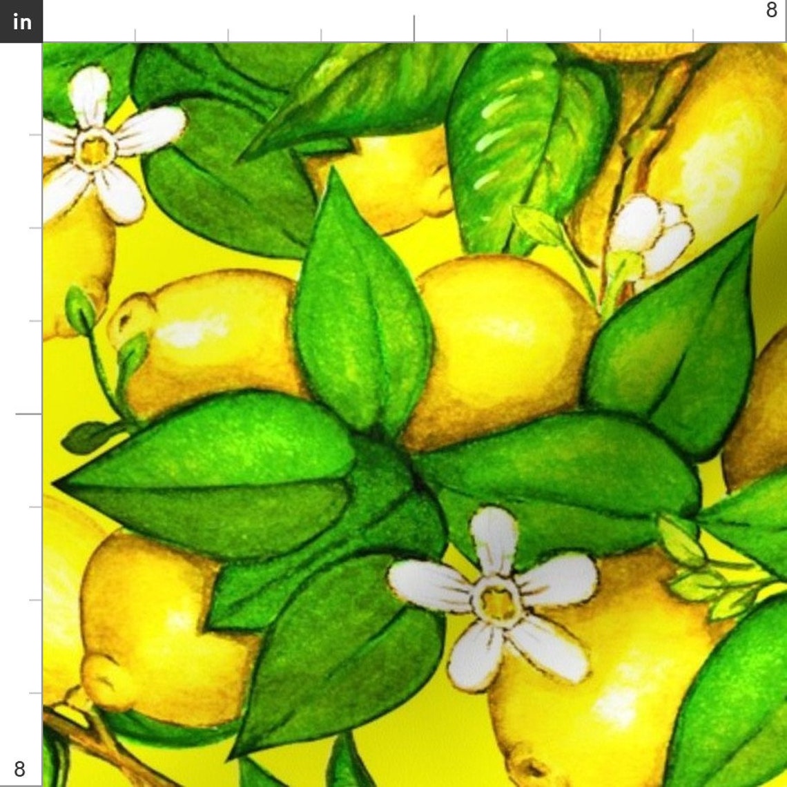Lemon Citrus Fruit Pattern Floral Fabric Lemon Tree By | Etsy