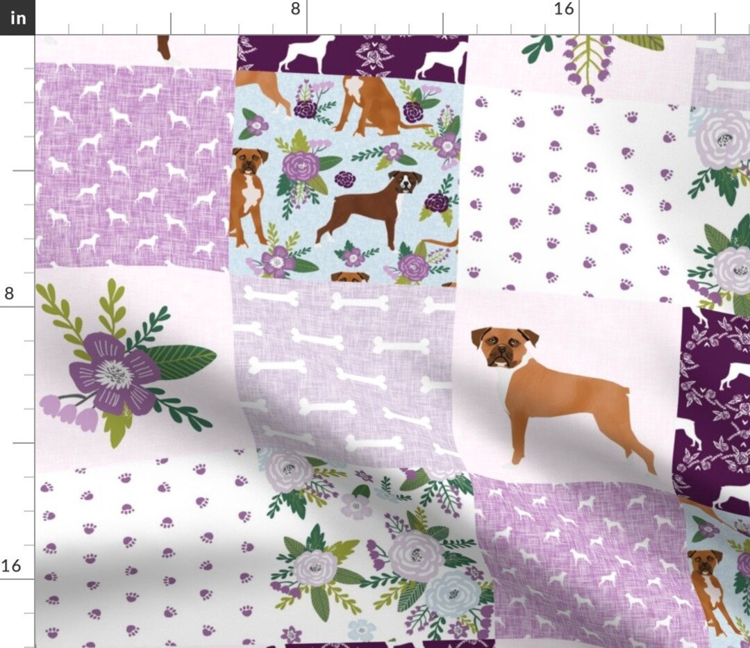 Boxer Fabric Boxer Pet Quilt C Dog Breed Nursery Cheater - Etsy