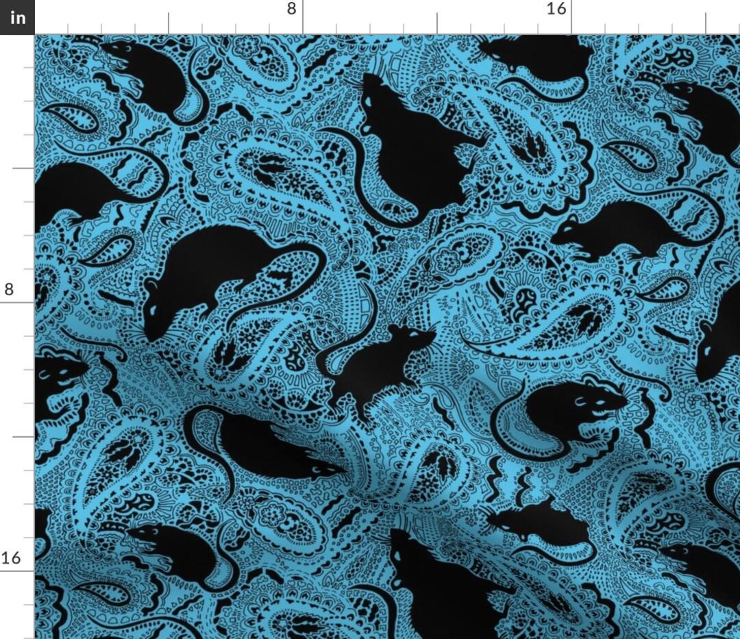 Rat Fabric turquoise Paisley Rats Medium Size by Paisleypower Rat ...