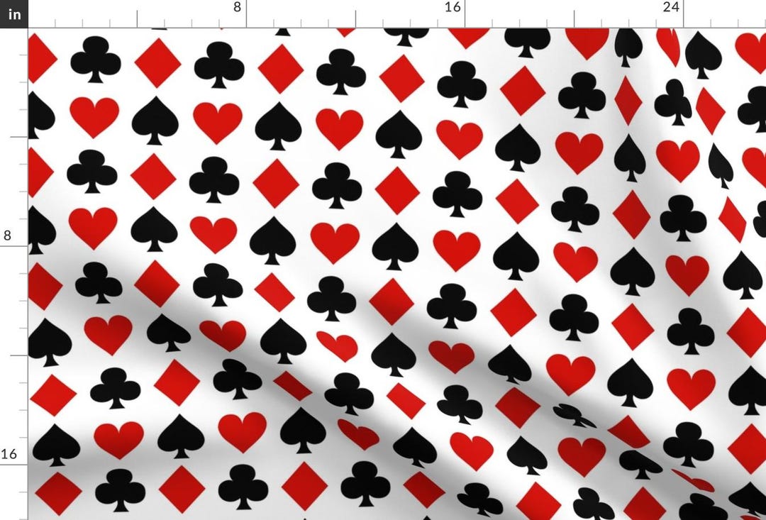 Playing Cards Fabric - Card Suits by Thinlinetextiles - Playing Cards ...