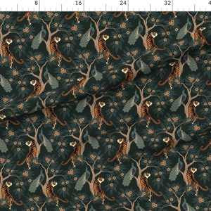 Chinoiserie Tigers Fabric Tiger and Peacock by Sveta_aho Bird Asian ...